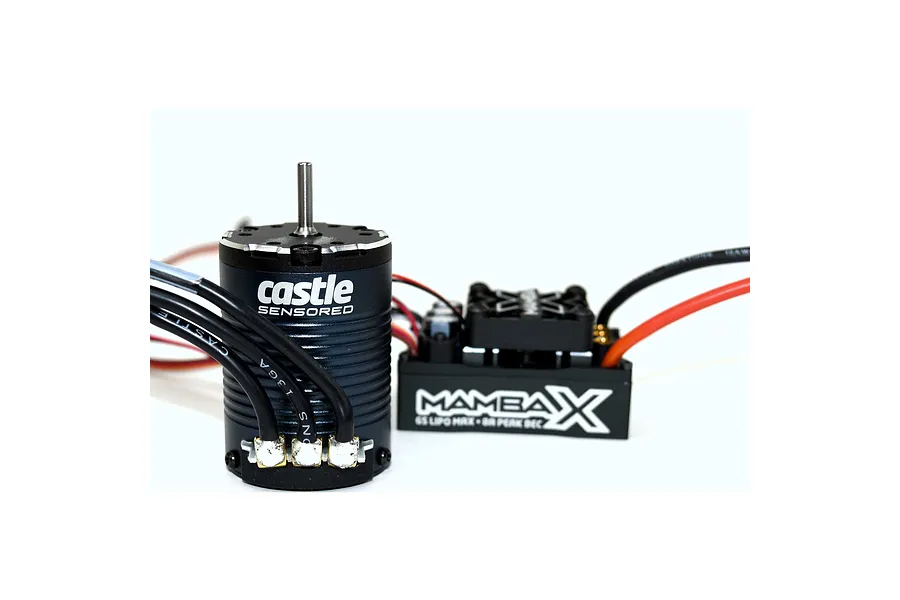 Castle Creations 1406-2850Kv 4-Pole Sensored Brushless Motor & Mamba X Waterproof 6S ESC Combo ...